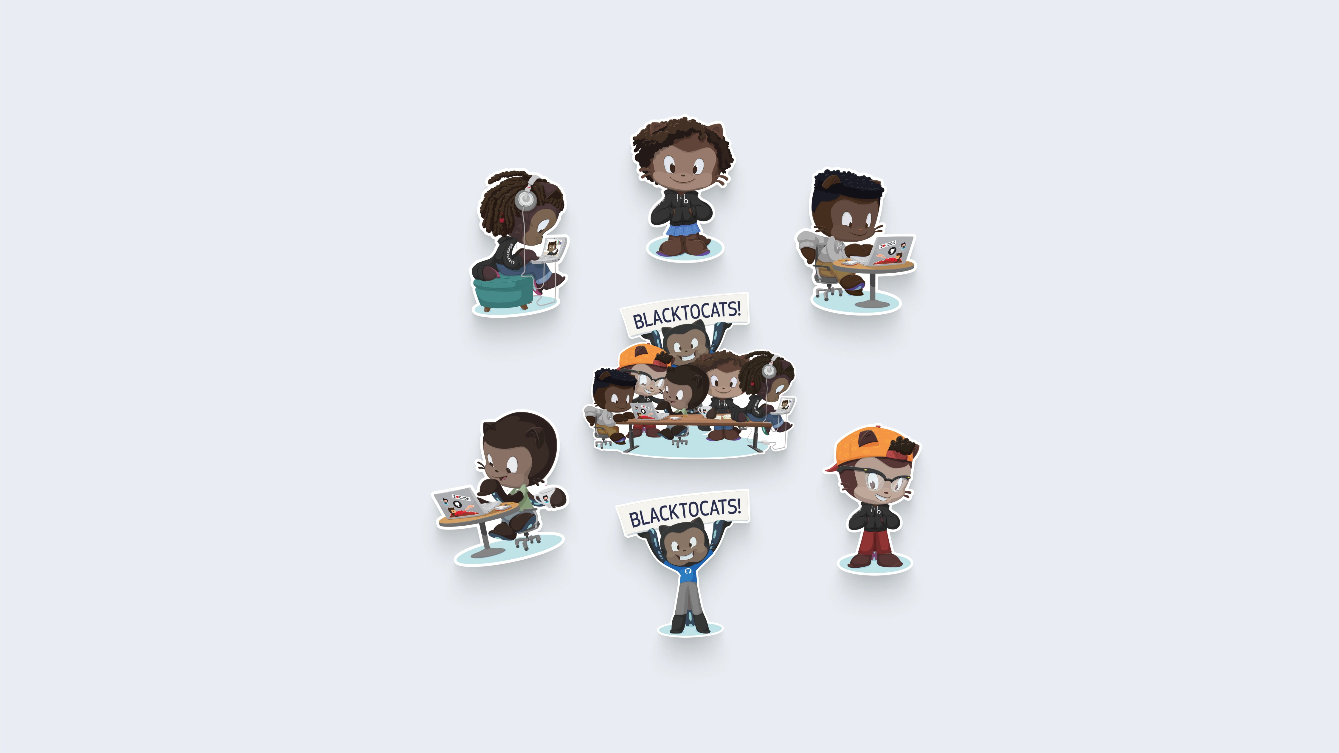 Blacktocat Stickers - Pack of 7 – GitHub Shop